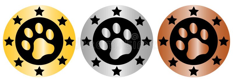 Gold, Silver, Bronze, Dog Paw Print Stock Vector - Illustration of ...