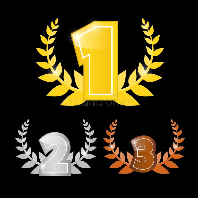 Gold, Silver, Bronze - First, Second and Third Place Vector Icons Set ...