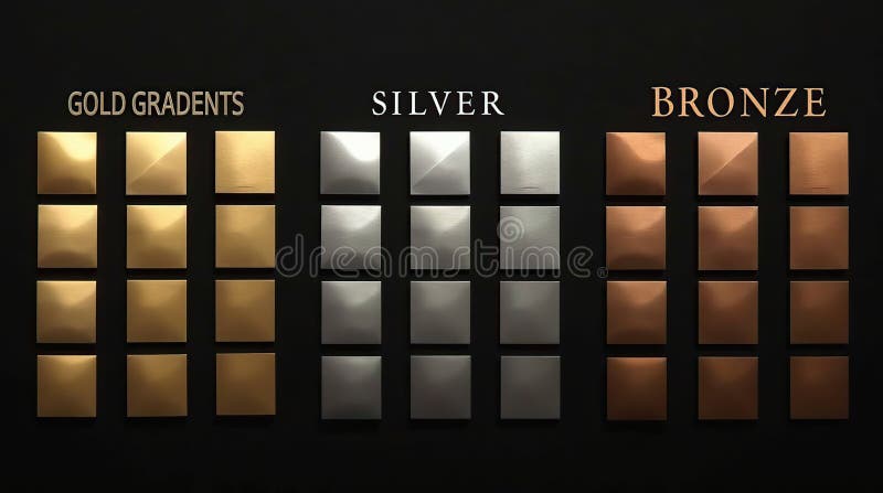 Gold, Silver, and Bronze Gradient Chart on Black Background Stock ...