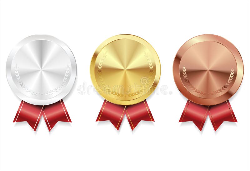 Gold Silver and Bronze Medal Set Vector Illustration Stock Vector ...