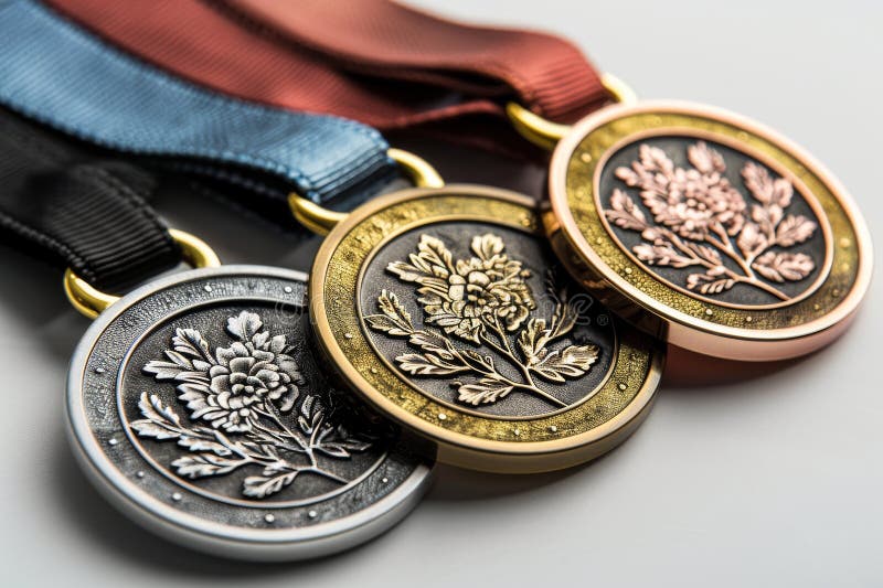 Gold, Silver and Bronze Medals. Generative AI. Stock Illustration ...