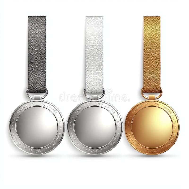 Gold, Silver, and Bronze Medals with Detailed Designs Stock Image ...