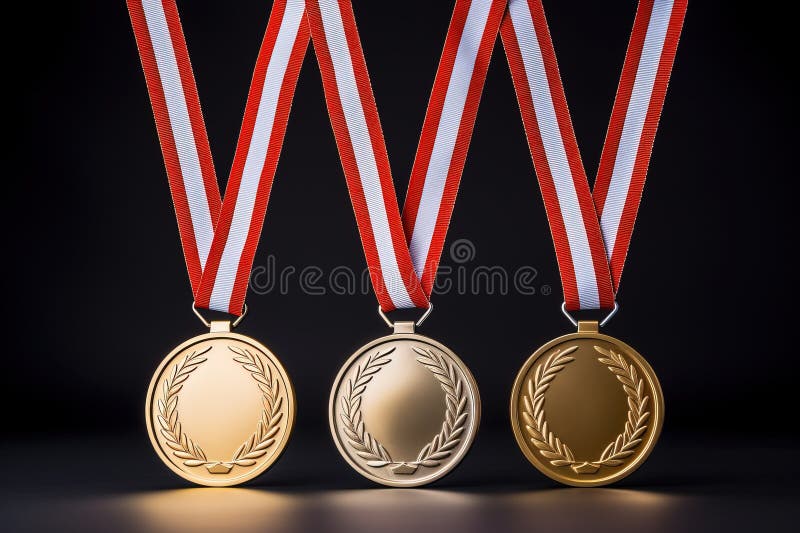 Gold, Silver and Bronze Medals Isolated on White Background. Generative ...