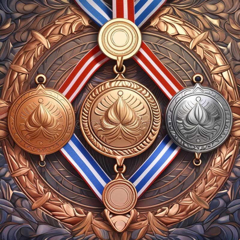 Gold Silver and Bronze Medals Motif Ornament Design Stock Photo - Image ...