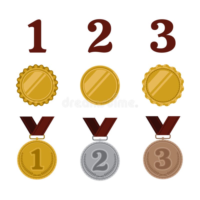 Gold, Silver, and Bronze Medals Stock Illustration - Illustration of ...