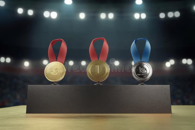 Gold, Silver, and Bronze Medals on a Podium - a Symbol of Achievement ...