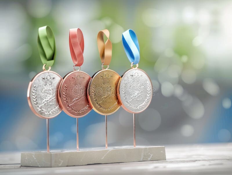 Gold, Silver and Bronze Medals with Ribbons Stock Photo - Image of ...