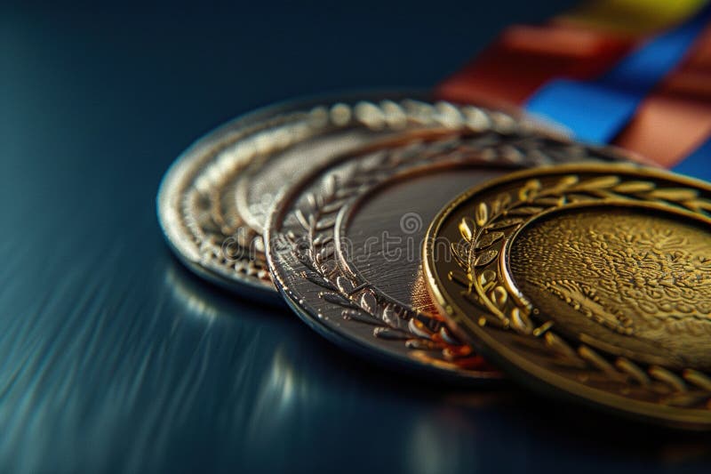 Gold, Silver and Bronze Olympic Medals. Generative Ai Stock Photo ...