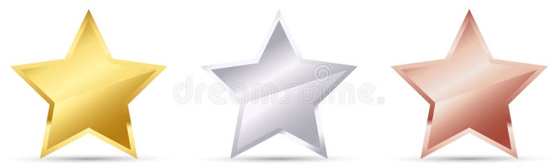 Gold, Silver and Bronze Star Set Stock Vector - Illustration of stats ...