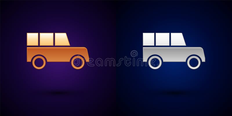 Gold and Silver Car Icon Isolated on Black Background. Front View Stock ...