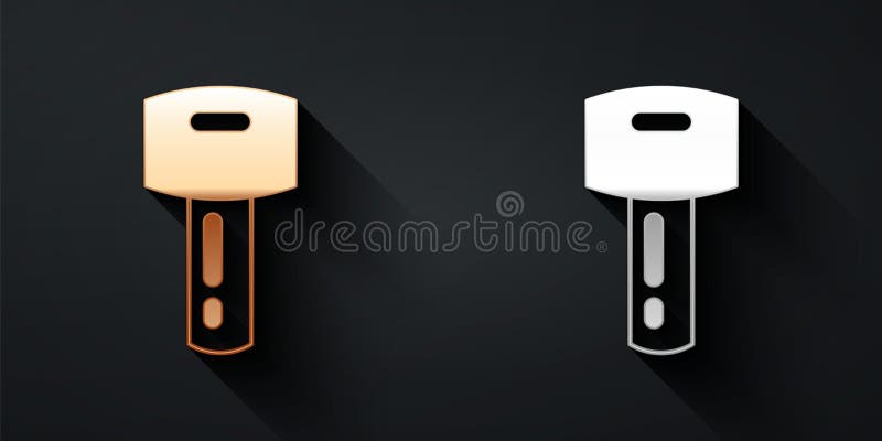 Gold and Silver Car Key with Remote Icon Isolated on Black Background ...