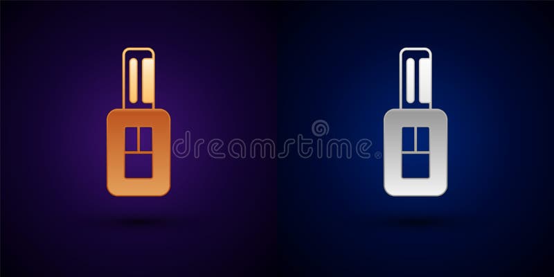 Gold and Silver Car Key with Remote Icon Isolated on Black Background ...