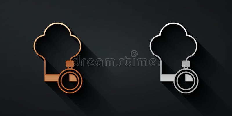 Gold and Silver Chef Hat Icon Isolated on Black Background. Cooking ...