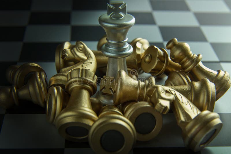 Gold and Silver Chess on Board Close Up Image Abstract Background ...