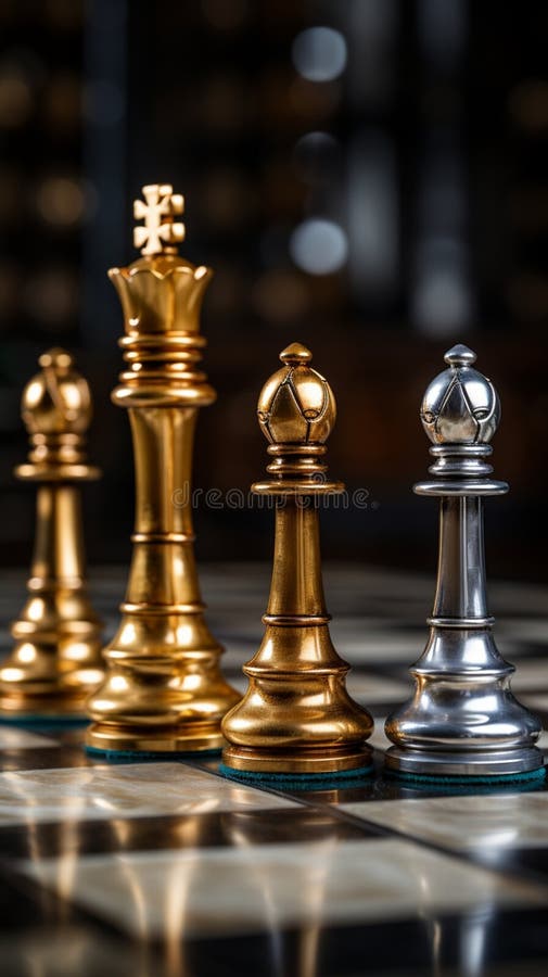 Gold and Silver Chess Pieces Grace the Board, Embodying Business ... Gold and Silver Chess Pieces Grace the Board, Embodying Business ...