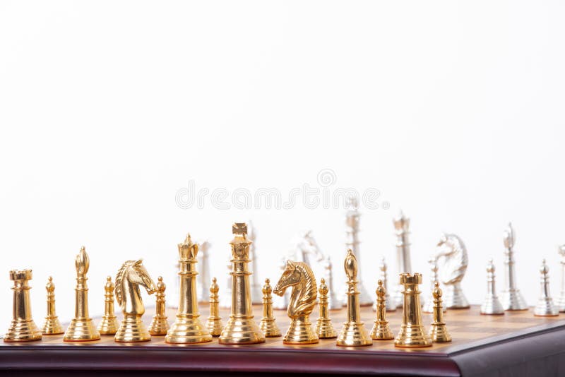 Gold and silver chess set stock image. Image of lose - 130242269