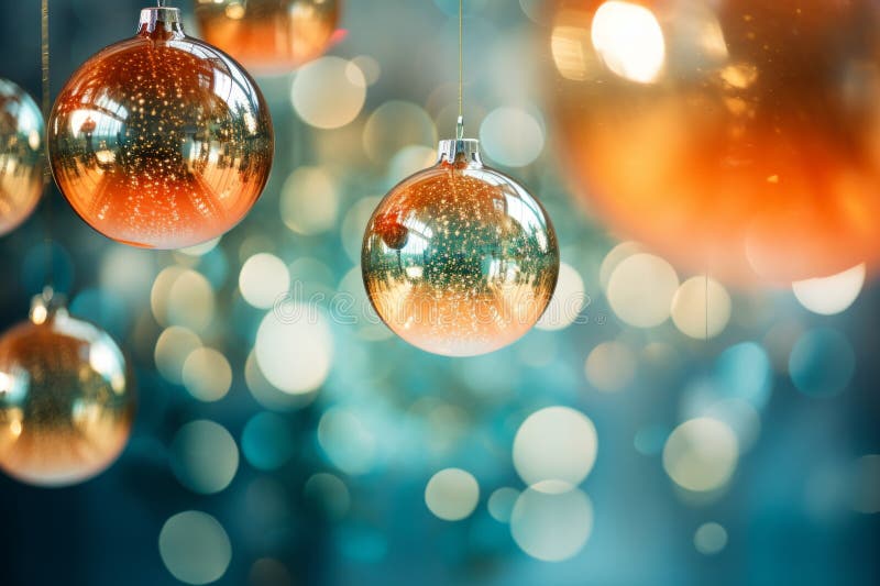 Gold and Silver Christmas Baubles Hanging from a String Stock ...