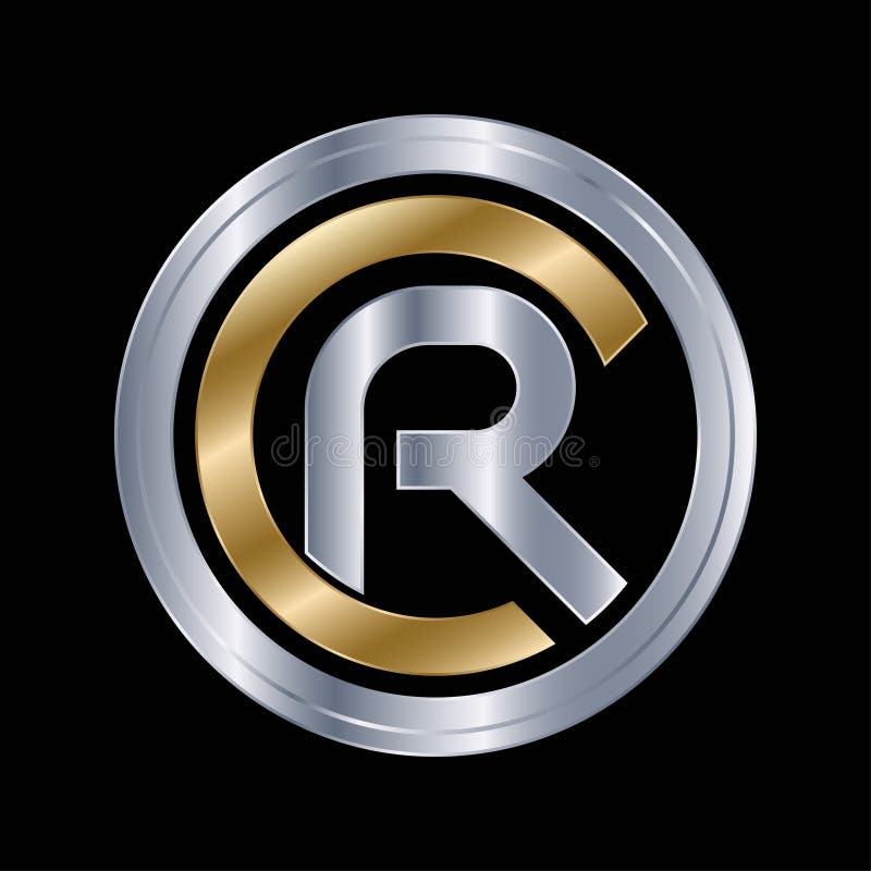 A Gold and Silver Circle with the Letter C and R in the Middle Stock ...