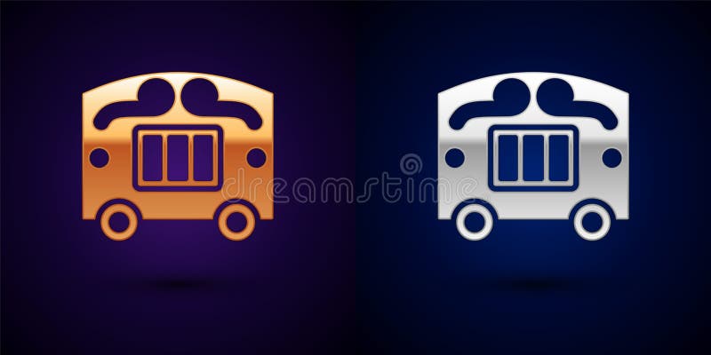 Gold and Silver Circus Wagon Icon Isolated on Black Background. Circus ...