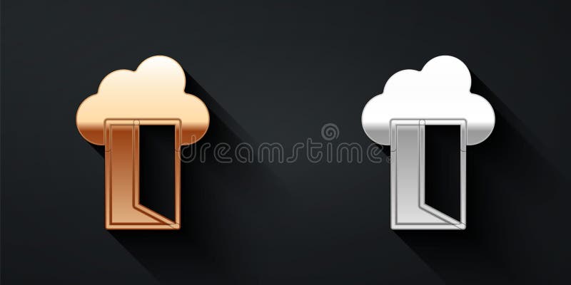 Gold and Silver Cloud Database Icon Isolated on Black Background. Cloud ...