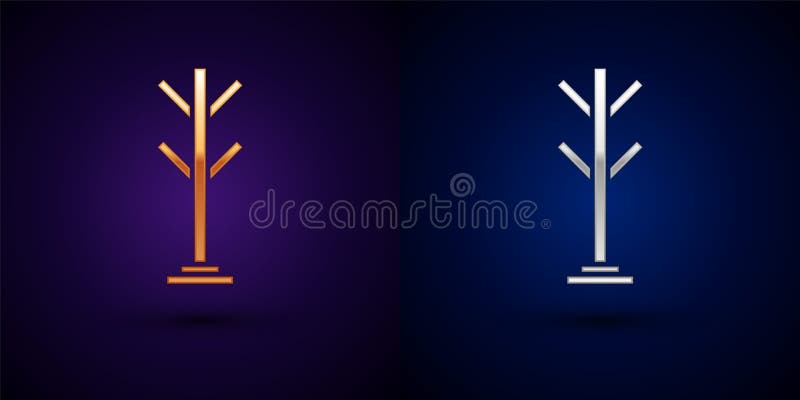 Gold and Silver Coat Stand Icon Isolated on Black Background. Vector ...