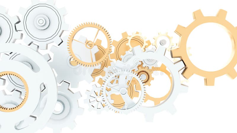 Gold and Silver Cogwheel Abstract Background,Systematic Working ...