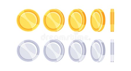 Gold and Silver Coins Rotating Sprite Sheet for Game Development Stock ...