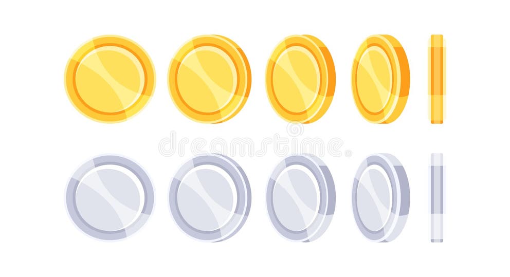 Gold and Silver Coins Rotating Sprite Sheet for Game Development Stock ...