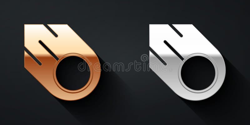 Gold and Silver Comet Falling Down Fast Icon Isolated on Black ...