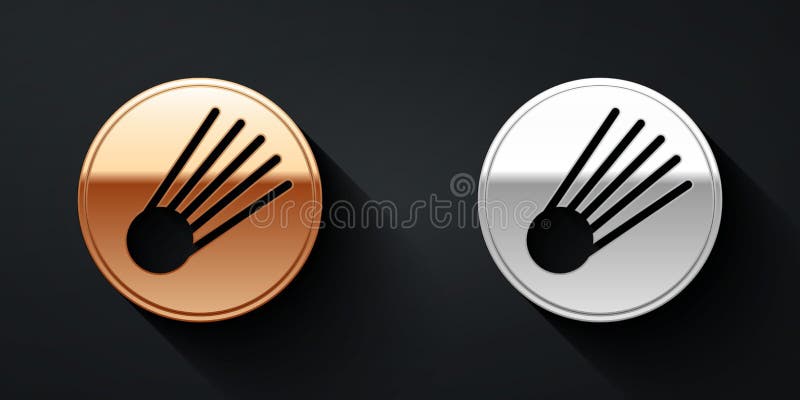 Gold and Silver Comet Falling Down Fast Icon Isolated on Black ...