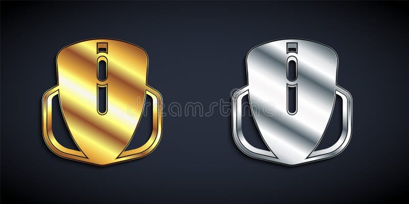 Gold and Silver Computer Mouse Gaming Icon Isolated on Black Background ...