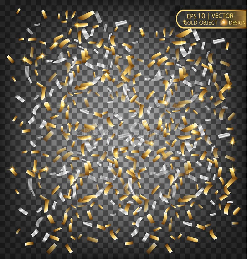 Gold and Silver Confetti. Festive Decorative Element for Greeting Cards ...