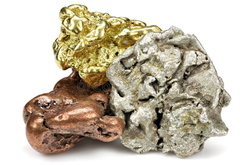 Gold, Silver and Copper Nuggets Stock Image - Image of dignified, gloss ...