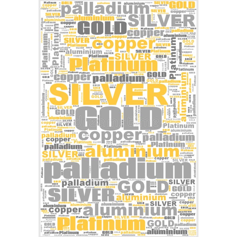 Gold Silver Copper Paladium Platinum Text Illustration Background ...