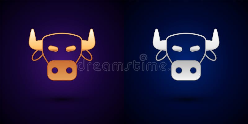 Gold and Silver Cow Head Icon Isolated on Black Background. Vector ...