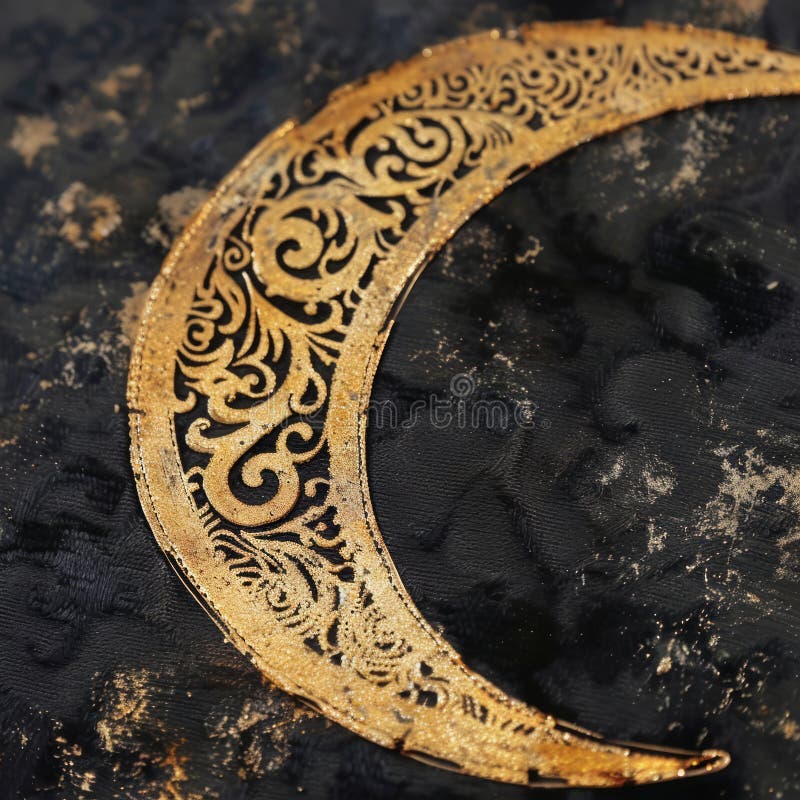 Silver Crescent Moon Mosque Window Ramadan Kareem Greeting Card Stock ...