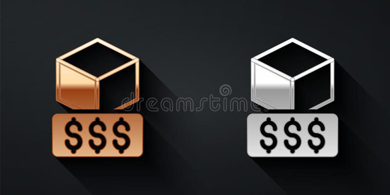 Gold and Silver 3D Printer Services Icon Isolated on Black Background ...