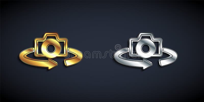 Gold and Silver 360 Degree View Icon Isolated on Black Background ...