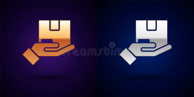 Gold and Silver Delivery Insurance Icon Isolated on Black Background ...