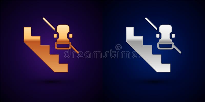 Gold and Silver Disabled Access Elevator Lift Escalator Icon Isolated ...