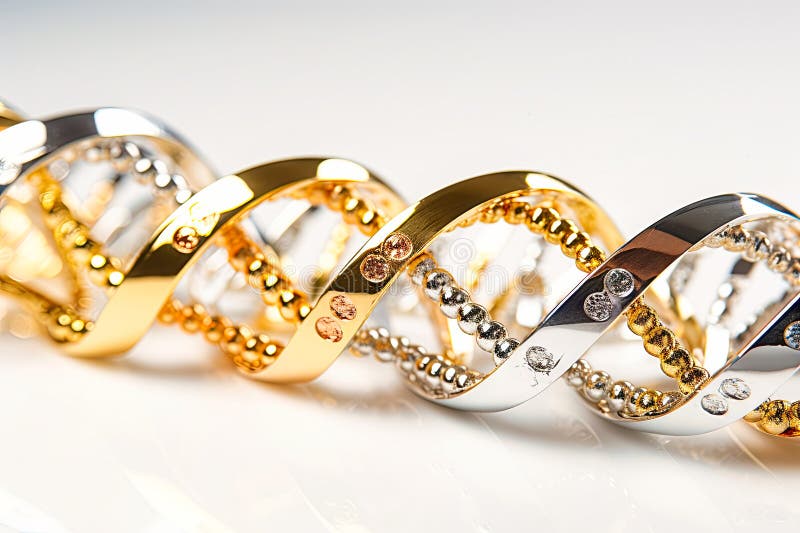 Gold and Silver DNA Chain Close-up Stock Photo - Image of biotechnology ...