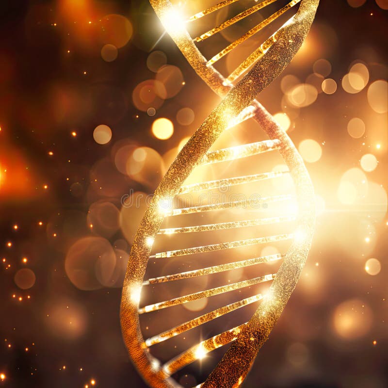Gold and Silver DNA Chain - Radiation of Light-science Stock Image ...