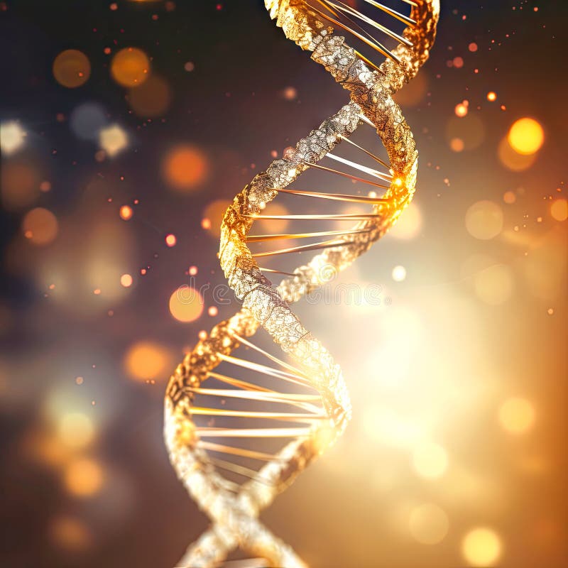 Gold and Silver DNA Chain - Radiation of Light-science Stock Photo ...