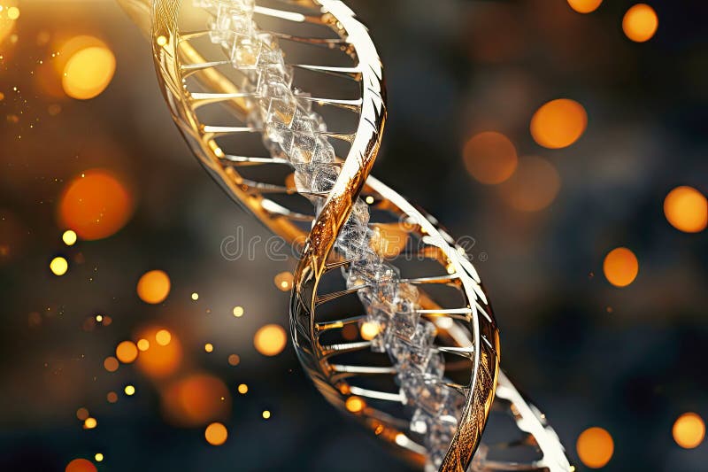 Gold and Silver DNA Chain - Radiation of Light-science Stock Photo ...