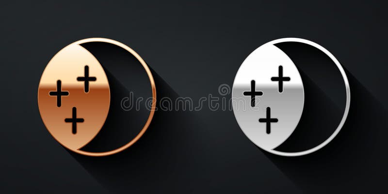 Gold and Silver Eclipse of the Sun Icon Isolated on Black Background ...