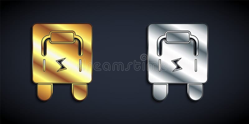 Gold and Silver Electrical Panel Icon Isolated on Black Background ...