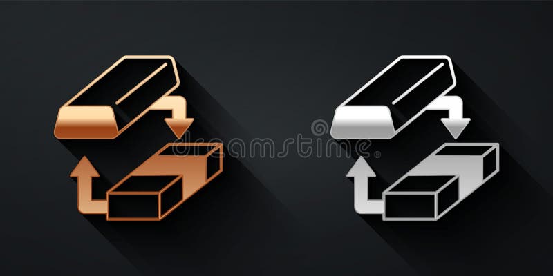 Gold and Silver Gold Exchange Money Icon Isolated on Black Background ...