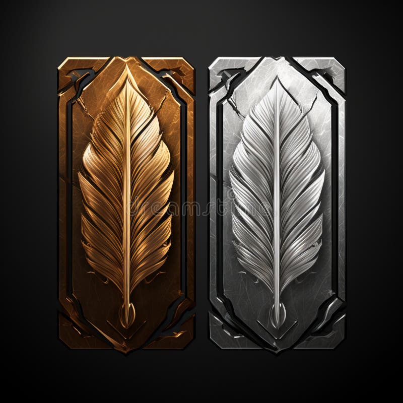 Metal Shields: Fine Feather 2d Game Art with Heroic Design Stock ...