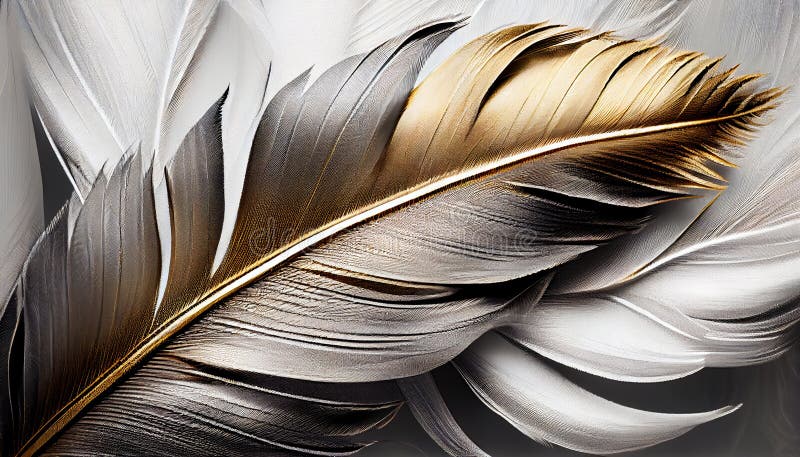 Gold - Silver Feathers, Chicken Feathers Background Texture Stock Photo ...