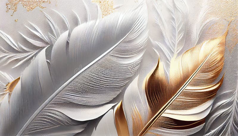 Gold - Silver Feathers, Chicken Feathers Background Texture Stock Image ...